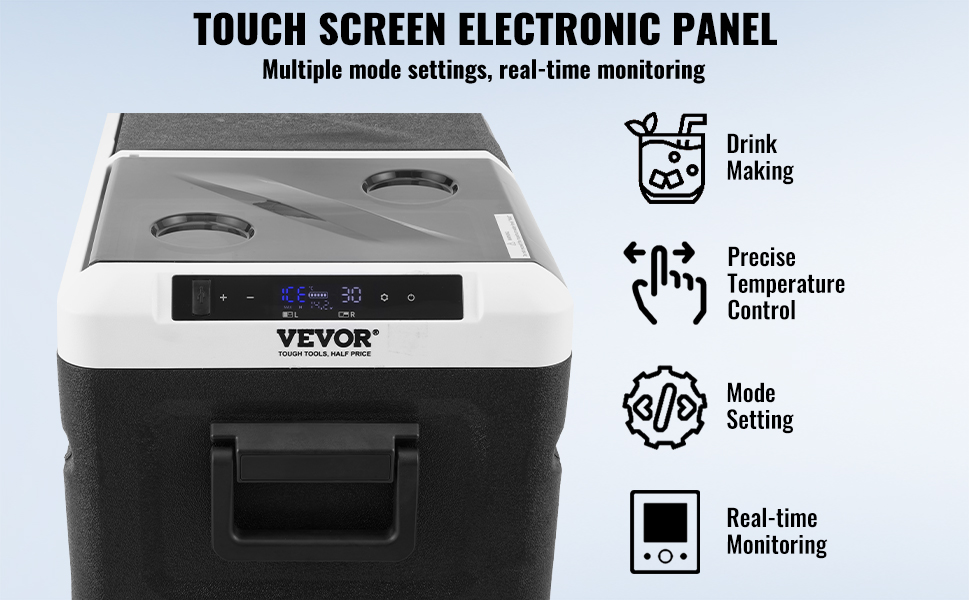 VEVOR Portable Car Refrigerator Freezer w/ Ice Making Function 36 L ...