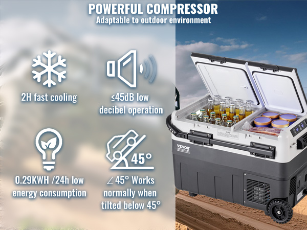 VEVOR Portable Car Refrigerator Freezer Compressor 50 L Dual Zone for ...