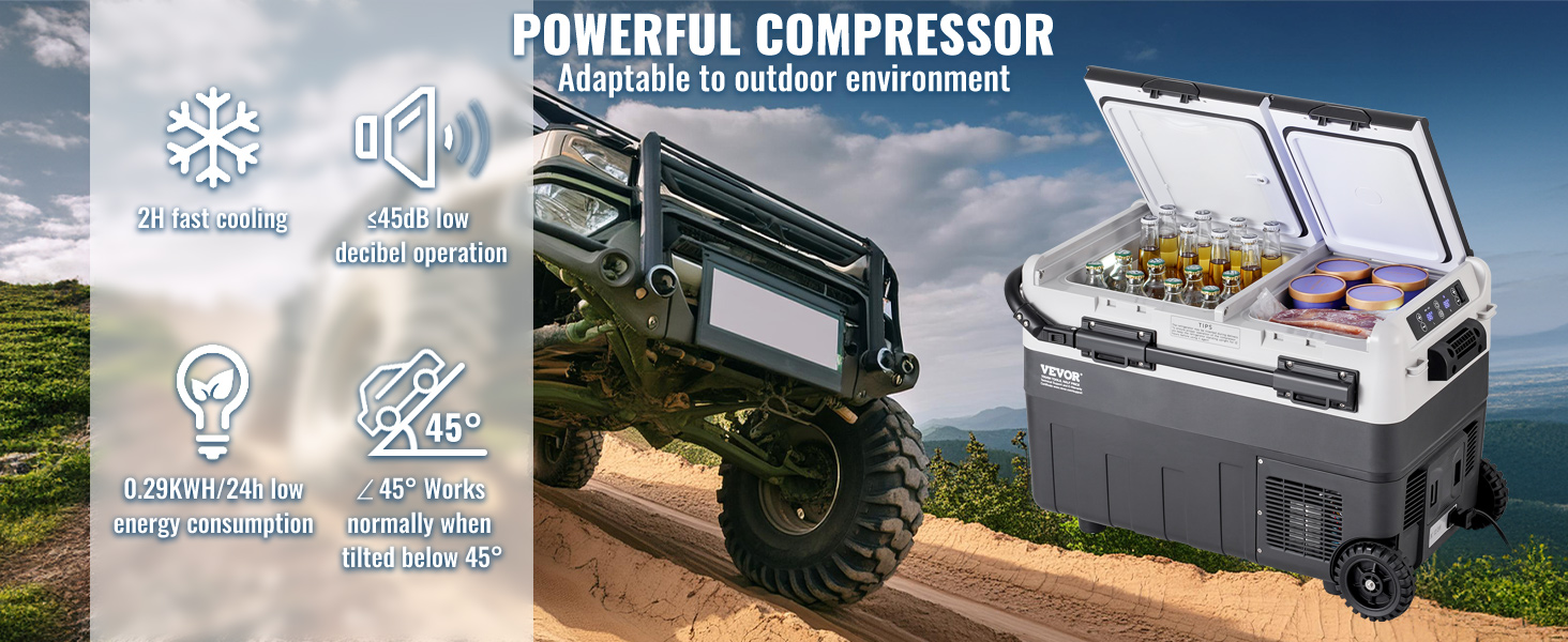 VEVOR Portable Car Refrigerator Freezer Compressor 50 L Dual Zone for ...