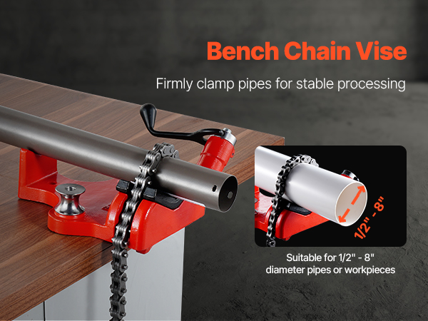 Screw Bench Chain Vise 1/2 to 8 inch Capacity Heavy Duty Chain Pipe ...