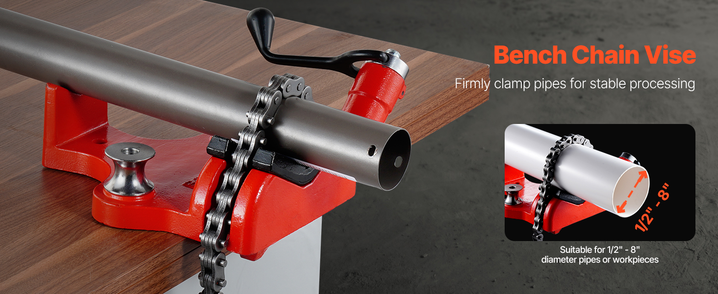 Screw Bench Chain Vise 1/2 to 8 inch Capacity Heavy Duty Chain Pipe ...