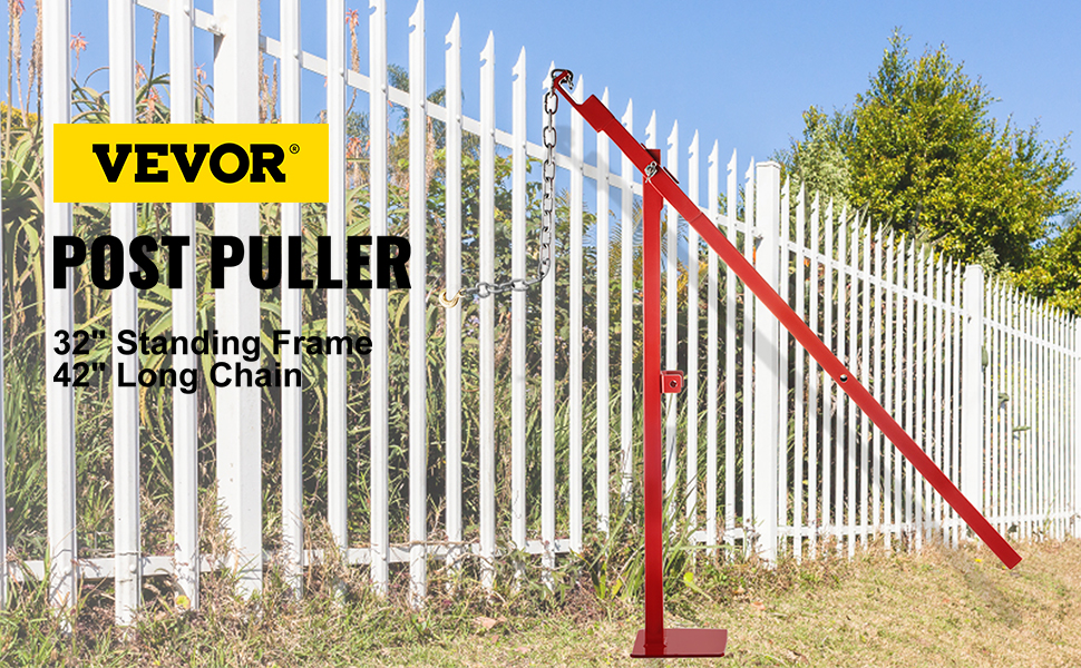 VEVOR Post Puller 42" Long Chain Fence Post Puller 32" Standing Frame ...