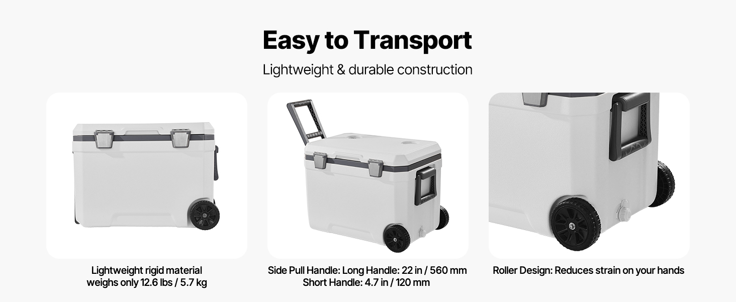 Portable Cooler 45 QT Insulated Wheeled Cooler 64 Can Capacity with Cup ...