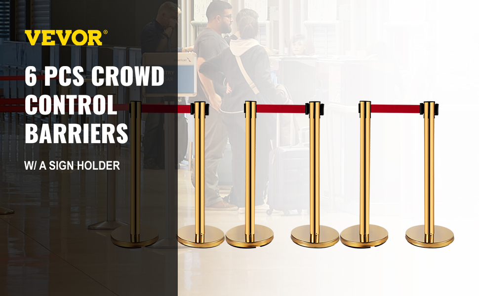 VEVOR Stanchion Post Barriers 4-Set Line Dividers, Stainless Steel ...