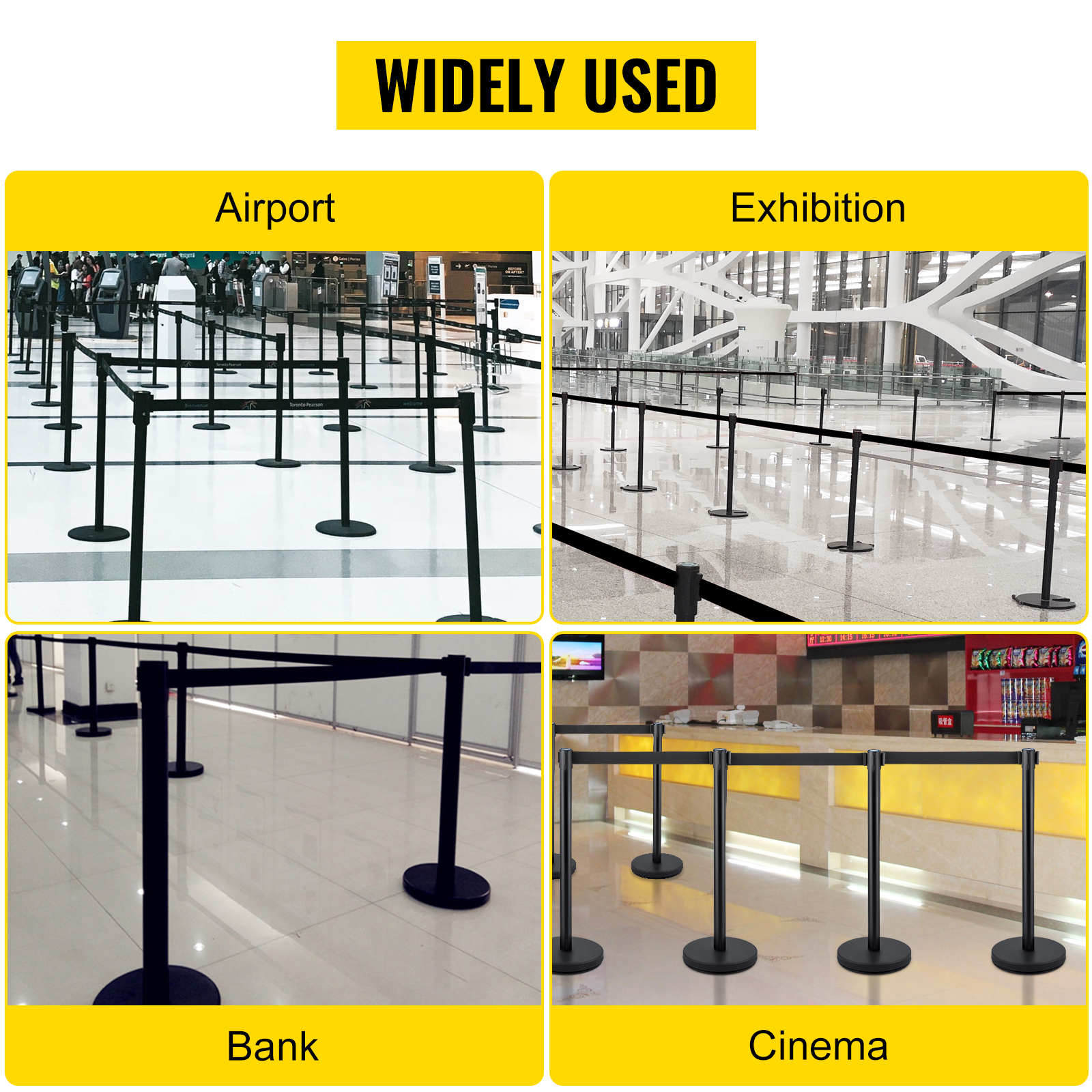 VEVOR 6 PCS Black Stanchion Posts Stainless Steel Stanchion Queue Post ...