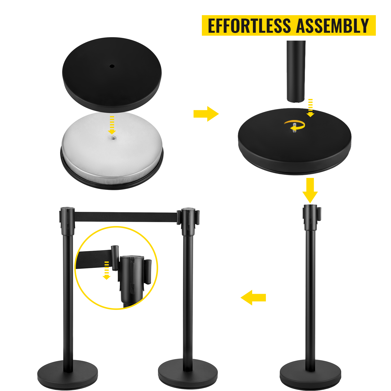 VEVOR Crowd Control Stanchion, Set of 8 Pieces Stanchion Set, Stanchion ...