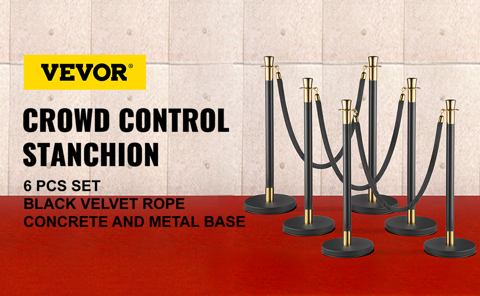 VEVOR Crowd Control Stanchion, Set of 6 Pieces Stanchion Set, Stanchion ...