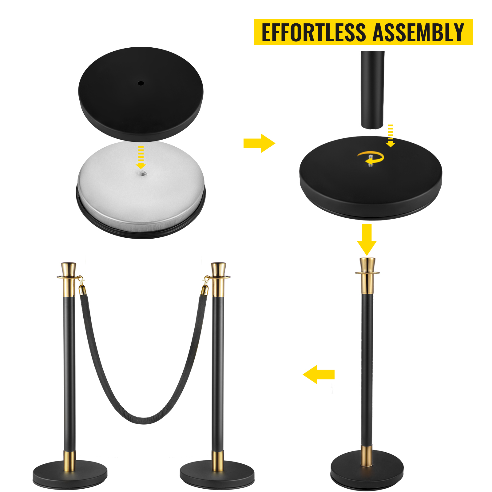 VEVOR Crowd Control Stanchion, Set of 6 Pieces Stanchion Set, Stanchion ...