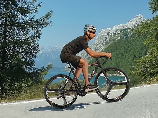 Road Bike Racing Bicycle 700C Shimano 21 Speeds Carbon Steel Frame Disc ...