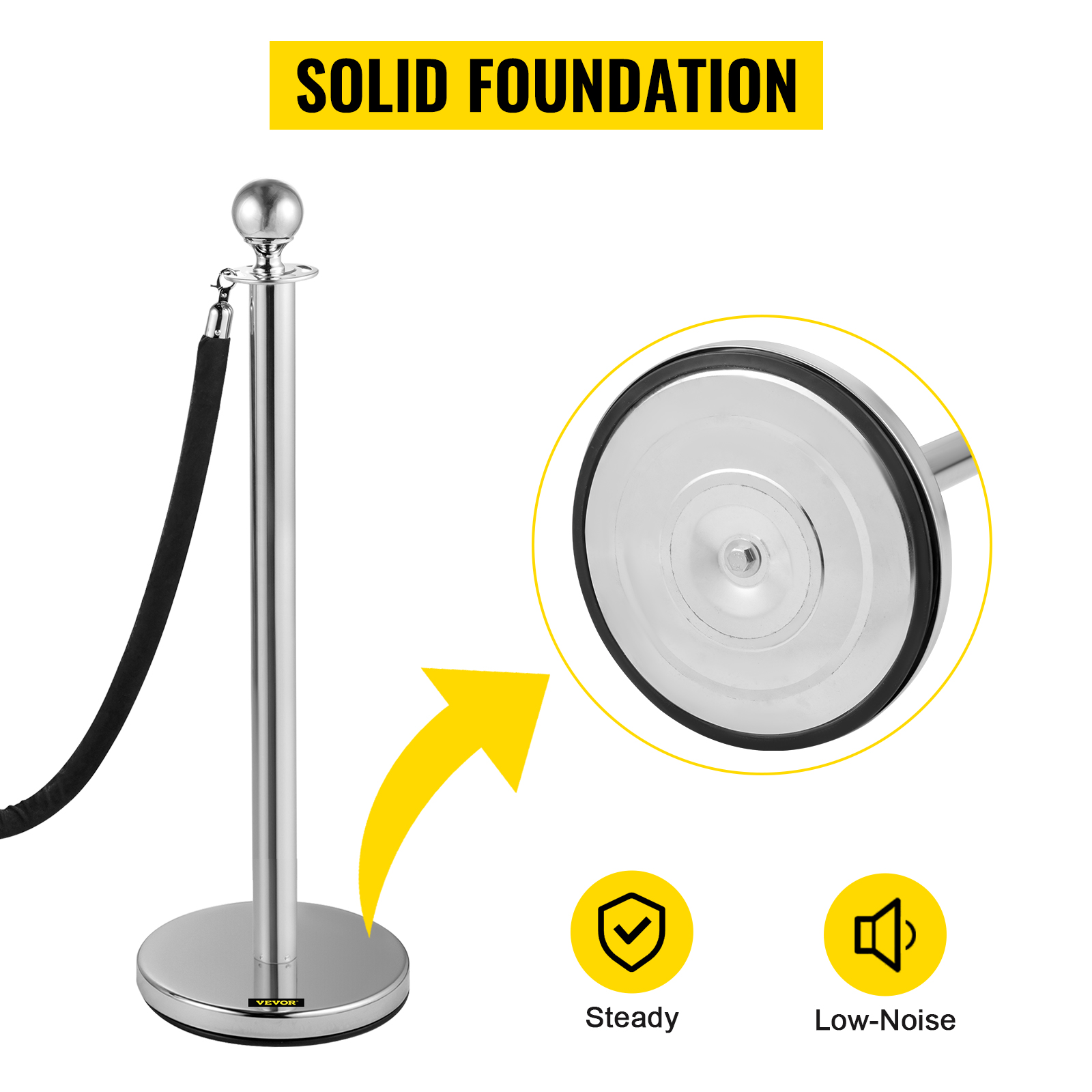 VEVOR Crowd Control Stanchion, Set of 2 Pieces Stanchion, Stanchion Set ...