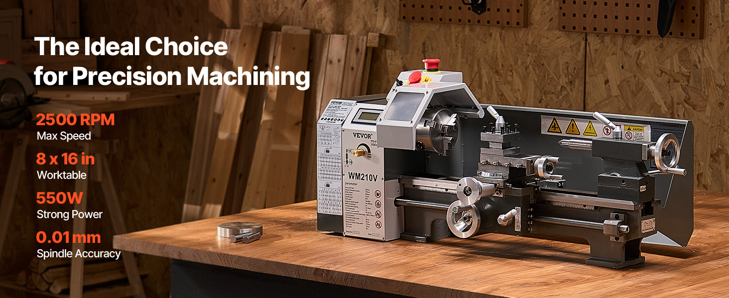 VEVOR Metal Lathe 8 x 16 in 550W Benchtop Lathe Machine 0-2500RPM ...
