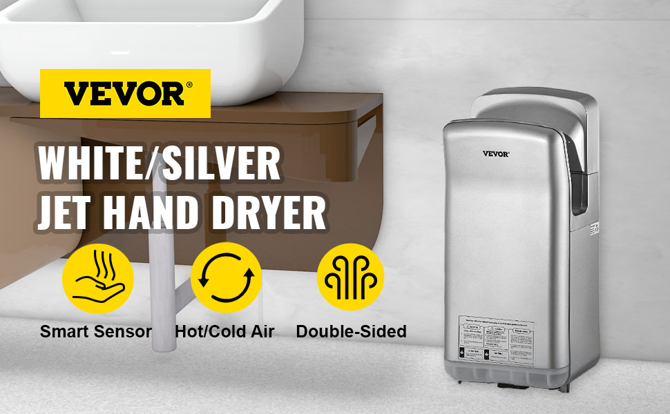 VEVOR Jet Hand Dryer, Premium Electric Commercial Blade Hand Dryer, ABS ...