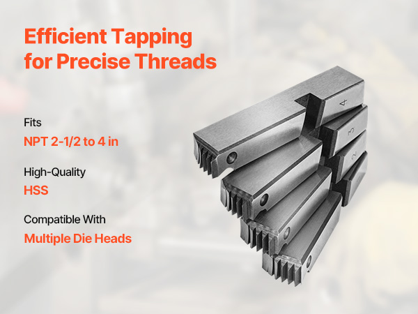 Threading Machine Dies 2-1/2 to 4" NPT Pipe Dies 4 Packs Right-Handed ...
