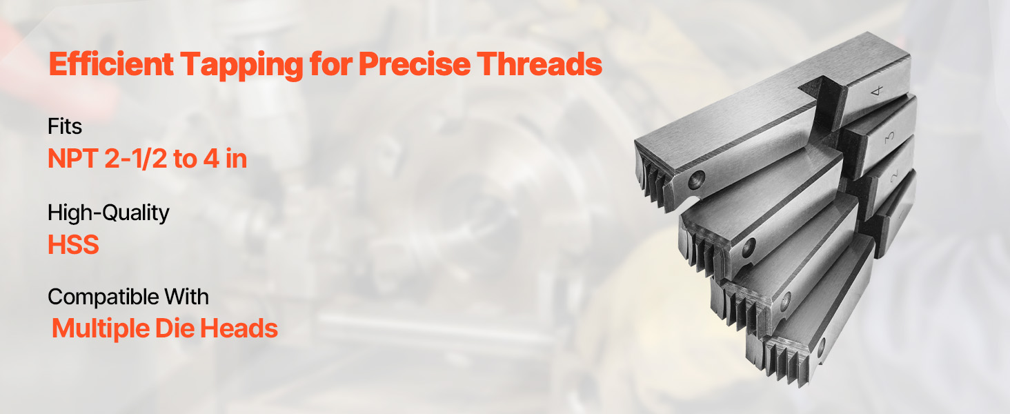 Threading Machine Dies 2-1/2 to 4" NPT Pipe Dies 4 Packs Right-Handed ...