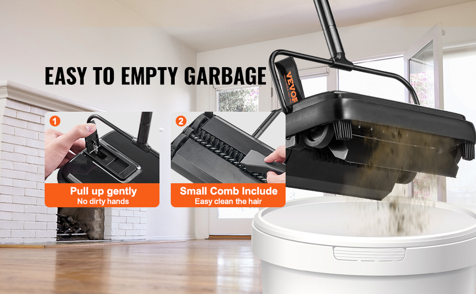 VEVOR Carpet Sweeper, 7.87 in Sweeping Paths, Floor Sweeper Manual Non ...
