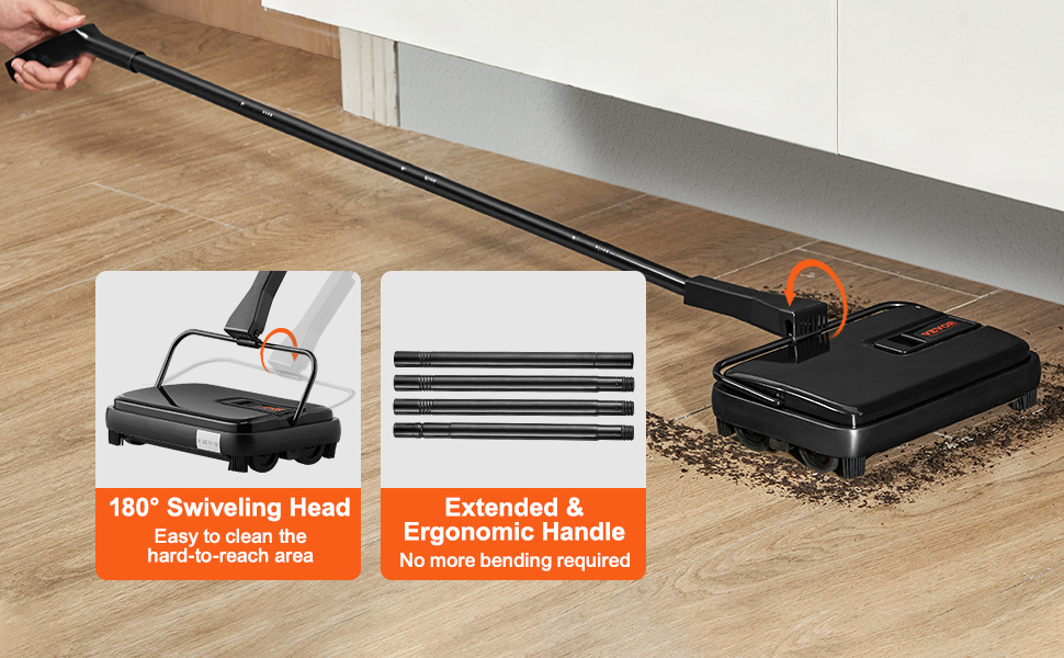 VEVOR Carpet Sweeper, 7.87 in Sweeping Paths, Floor Sweeper Manual Non ...