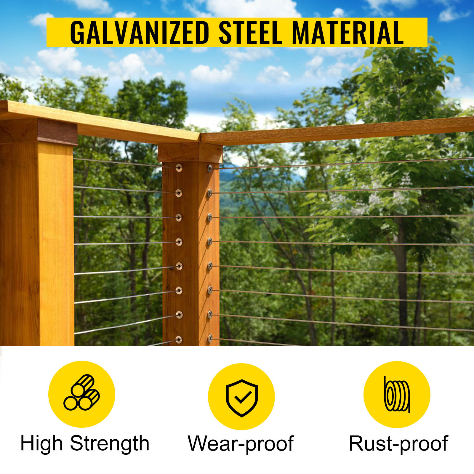 VEVOR Stainless Steel Cable Railing 1/8"x 100ft, Wire Rope 316 Marine ...