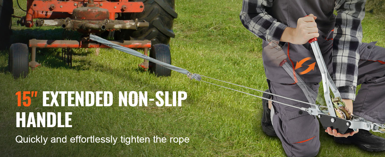 VEVOR Come Along Winch, 2 Ton (4,409 lbs) Pulling Capacity, 12 ft Steel ...