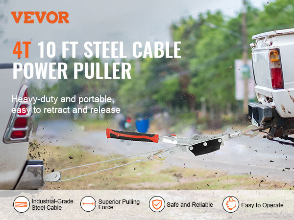 VEVOR Come Along Winch, 4 Ton (8,818 lbs) Pulling Capacity, 10 ft Steel ...