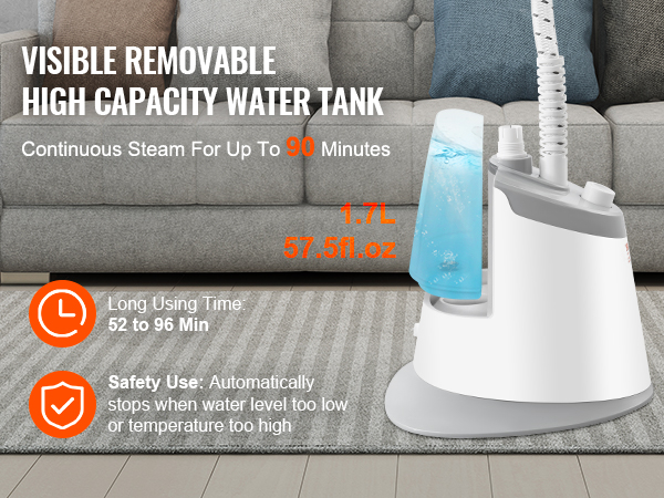 VEVOR Standing Steamer with Foldable Garment Hanger, 0.5Gallon Water ...