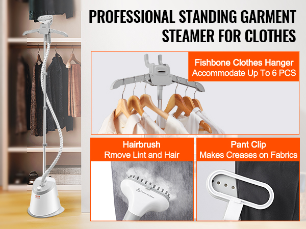 VEVOR Standing Steamer with Foldable Garment Hanger, 0.5Gallon Water ...
