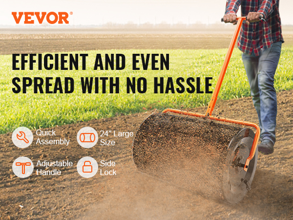VEVOR Compost Spreader, 24.4-25.6" Height Adjustable Handle, 24" Wide ...