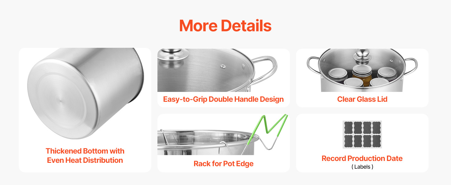 Canning Pot with Rack and Glass Lid 21 QT Stainless Steel Waterbath ...