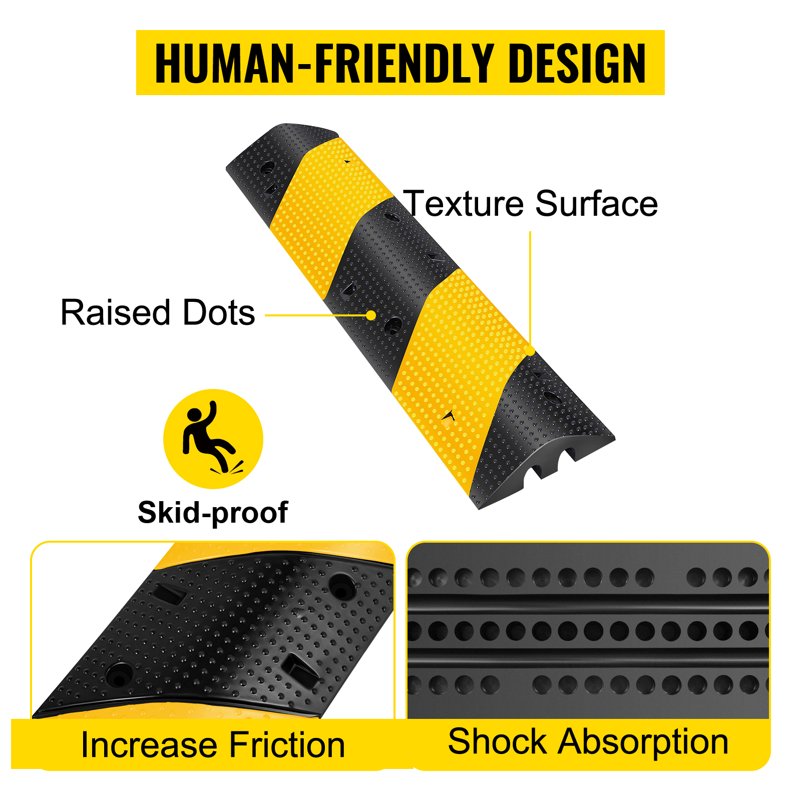 2 Channel Rubber Speed Bump Electric Modular Rubber Traffic Driveway ...