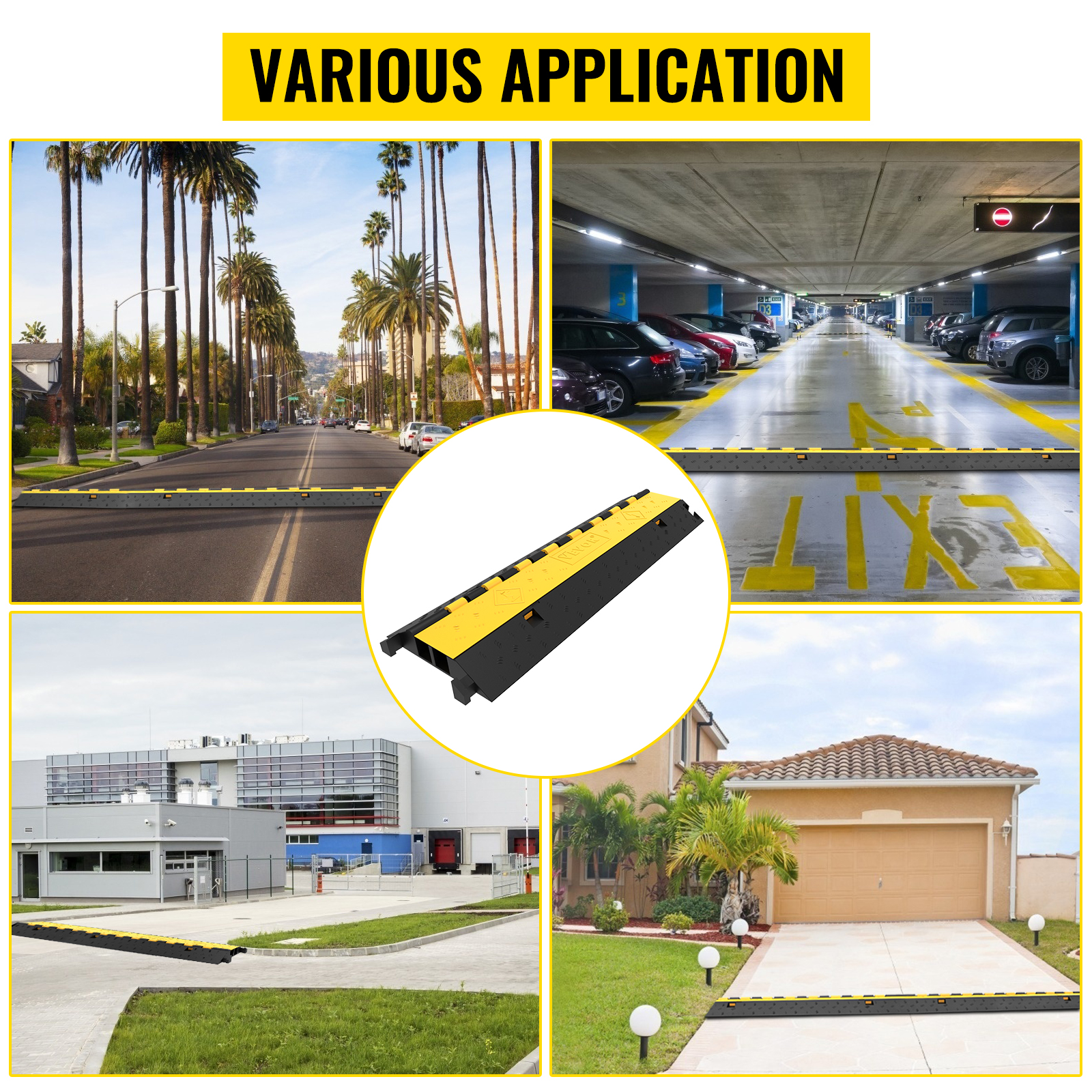 VEVOR 5 Pack Rubber Cable Protector Ramp 2 Channel Heavy Duty 66,000 ...