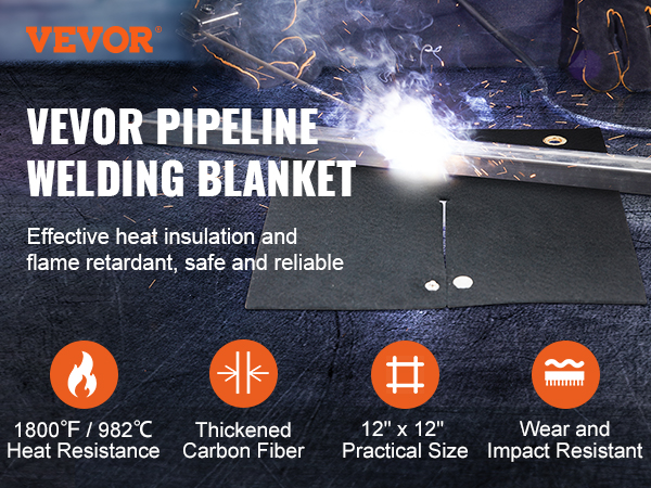 VEVOR Welding Blanket, 12" x 12" Carbon Fiber Heat Shield Welding Mat ...
