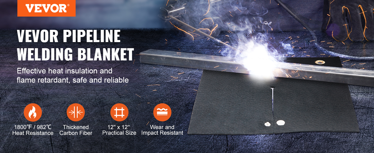VEVOR Welding Blanket, 12" x 12" Carbon Fiber Heat Shield Welding Mat ...