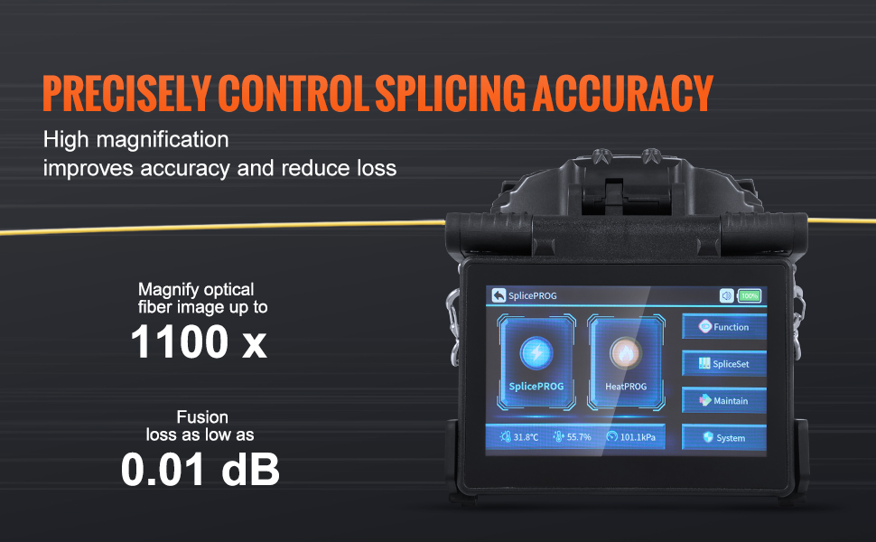 VEVOR Fiber Fusion Splicer 6 Motors Core Alignment with 6s Splicing 13s ...