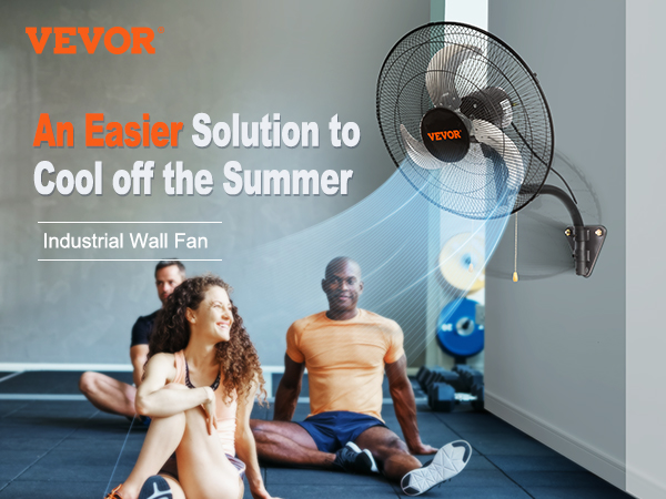 VEVOR Wall Fan Metal 44.5cm Ventilation 3 Speeds | VEVOR EU