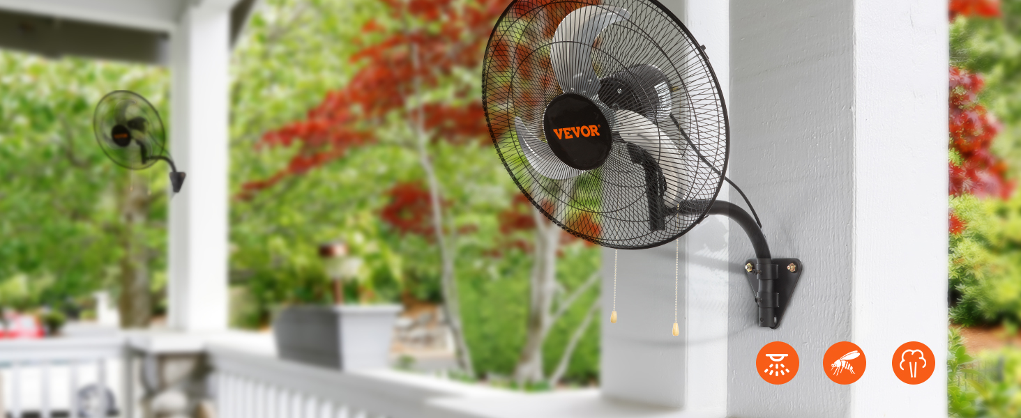VEVOR Wall Mount Fan, 20 Inch, 3-speed High Velocity Max. 4650 CFM ...