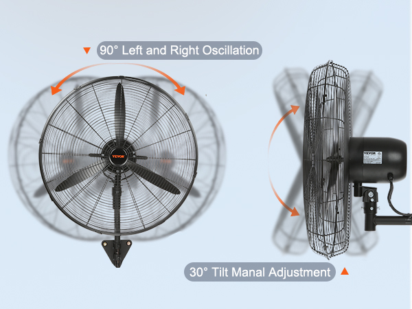 VEVOR Wall-Mount Misting Fan, 24 Inch, 3-speed High Velocity Max. 7000 ...