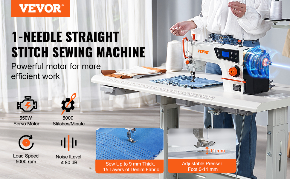 VEVOR Industrial Sewing Machine, 550W Servo Motor and Table Stand ...