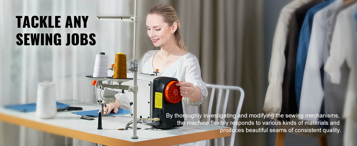VEVOR Industrial Sewing Machine, 550W Heavy-duty Lockstitch Sewing ...