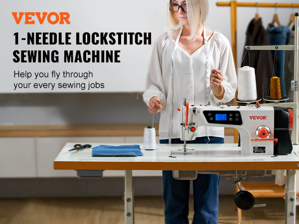 VEVOR Industrial Sewing Machine, 550W Heavy-duty Lockstitch Sewing ...