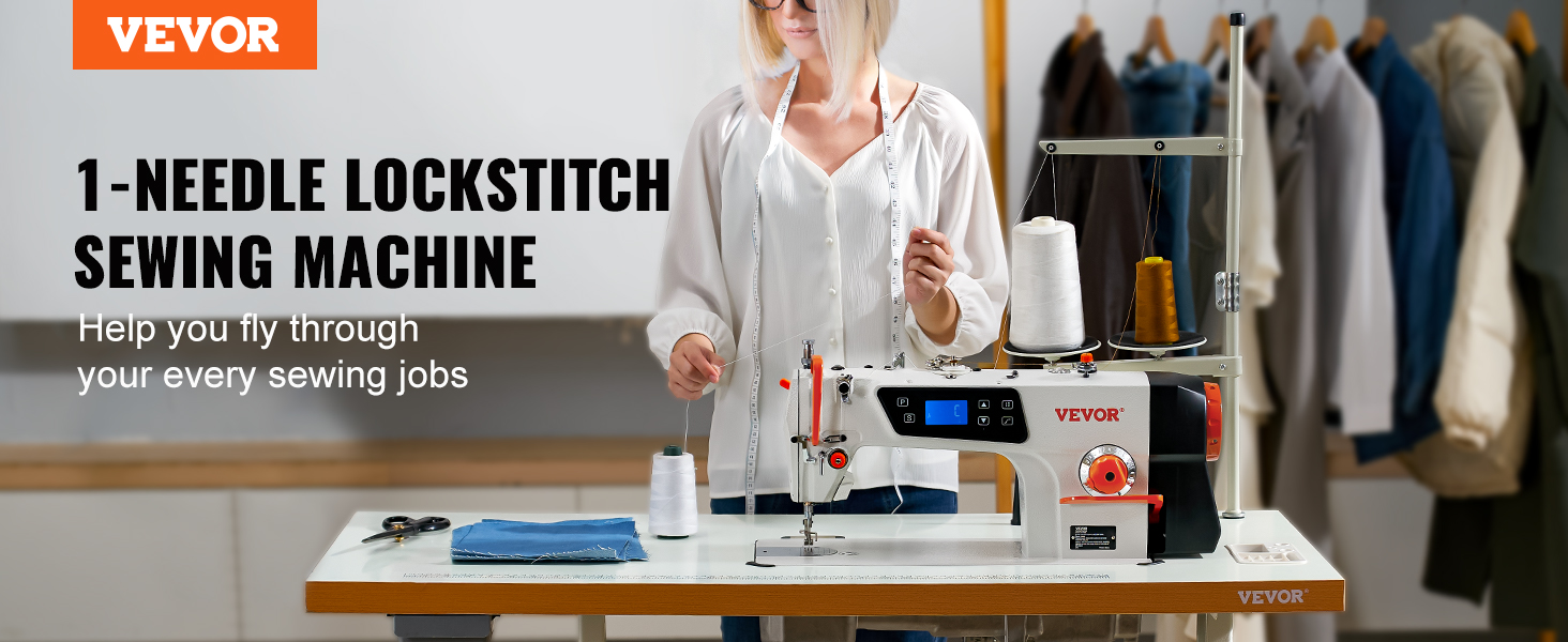 VEVOR Industrial Sewing Machine, 550W Heavy-duty Lockstitch Sewing ...