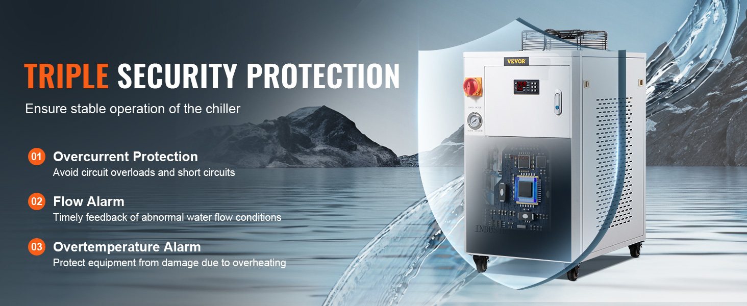 VEVOR Industrial Water Chiller, CW6000, 1500W Industrial Water Cooler ...