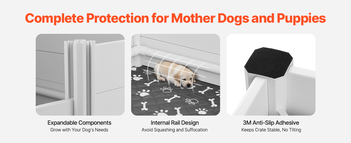 Dog Whelping Box 48 x 48 x 18.1 inch with Height Adjustable Door for ...