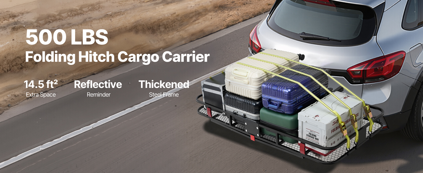 VEVOR 500 lbs Hitch Cargo Carrier Folding Hitch Cargo Carrier for 2 ...