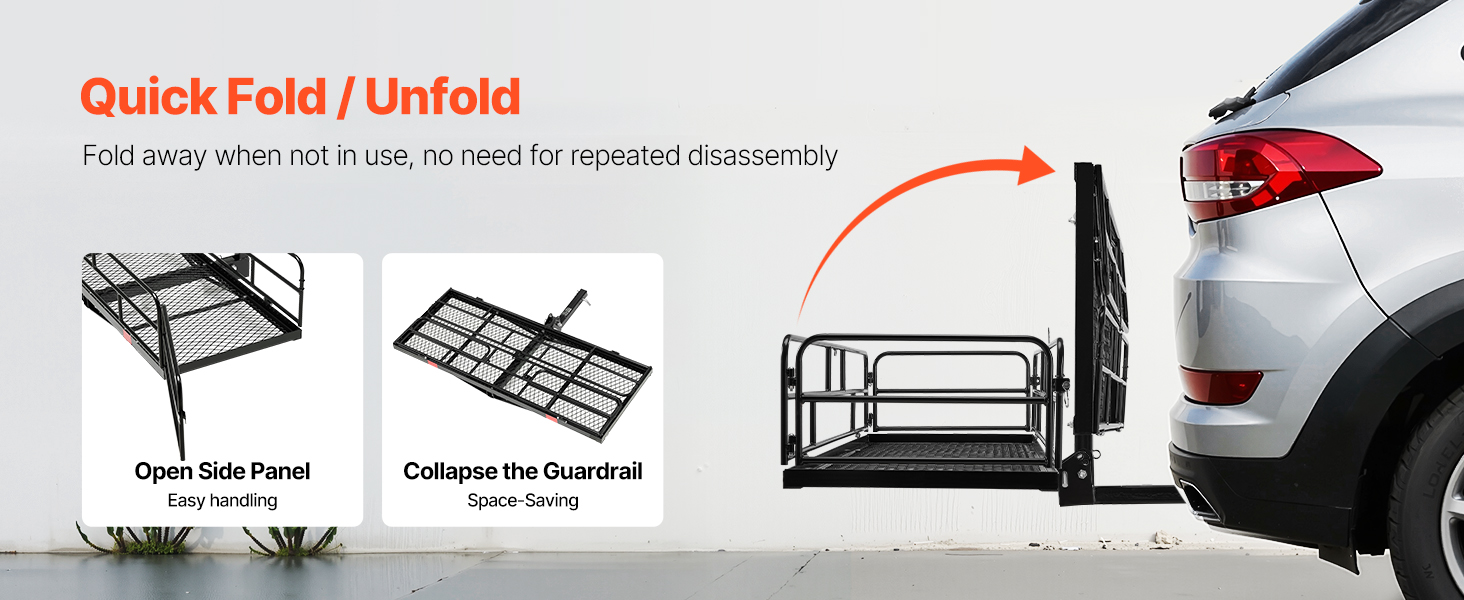 500 lbs Hitch Cargo Carrier Folding Hitch Cargo Carrier with Cargo Net ...
