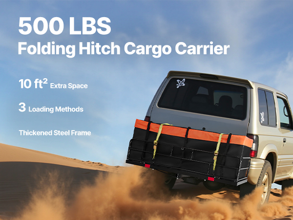 VEVOR 500 lbs Hitch Cargo Carrier Folding Hitch Cargo Carrier with ...