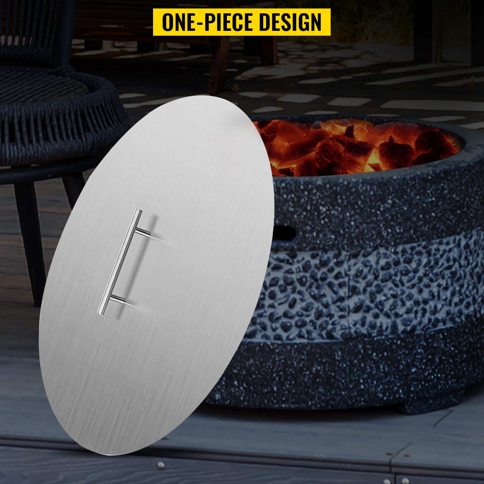 VEVOR Fire Pit Lid Round 20 Inch Fire Pit Ring Lid 1.5 mm Thick 304 ...