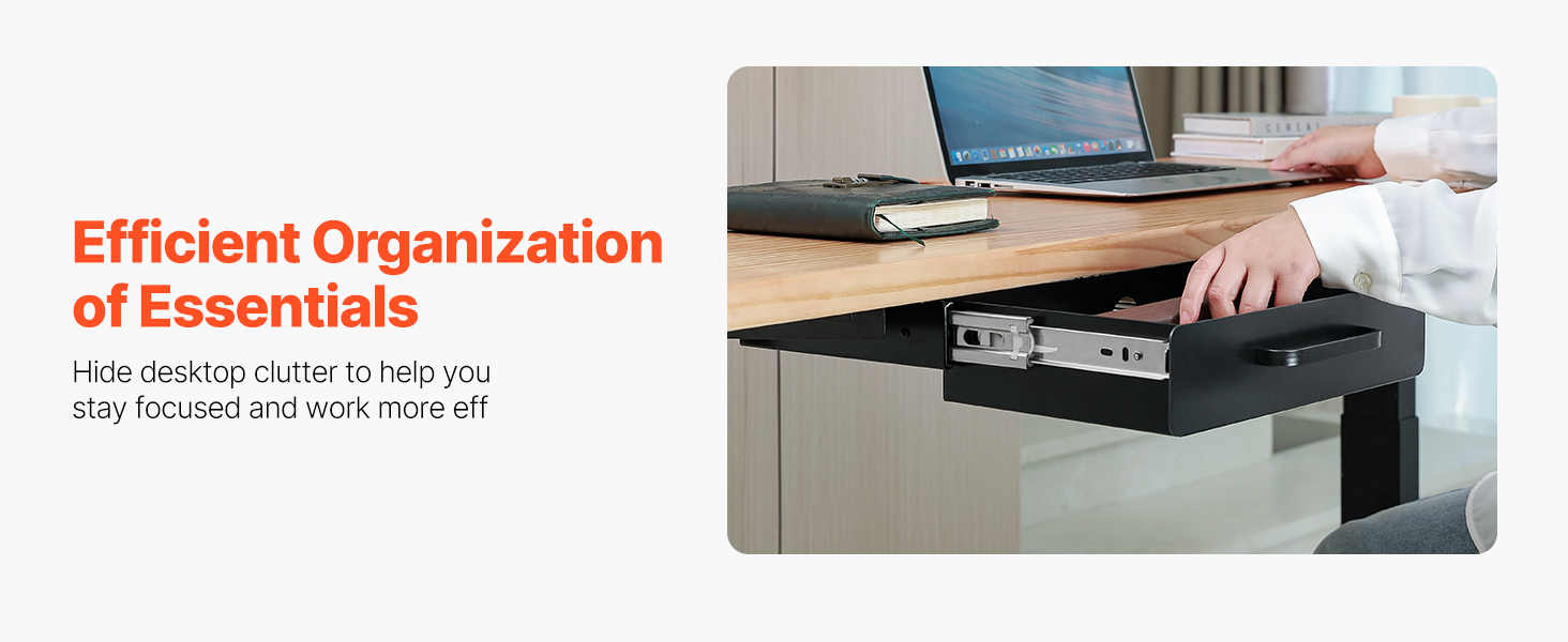 13 in Under Desk Drawer Organizer Slide-out Drawer Space Saver for Home ...