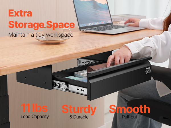 16 in Under Desk Drawer Organizer Slide-out Drawer Space Saver for Home ...