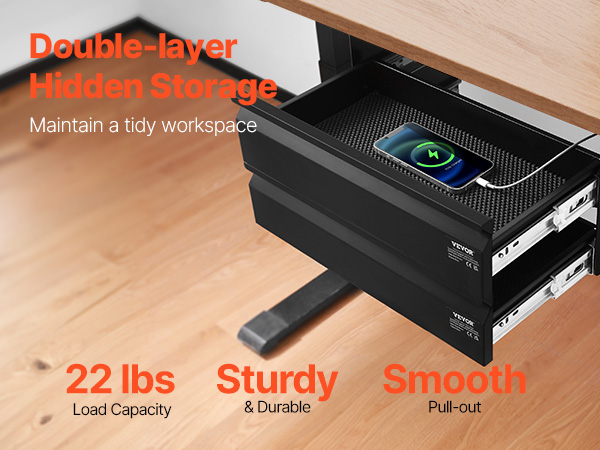 2 Drawer 16" Under Desk Drawer Organizer Slide-out Drawer Space Saver ...