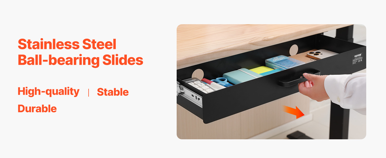 22 in Under Desk Drawer Organizer Slide-out Drawer Space Saver for Home ...