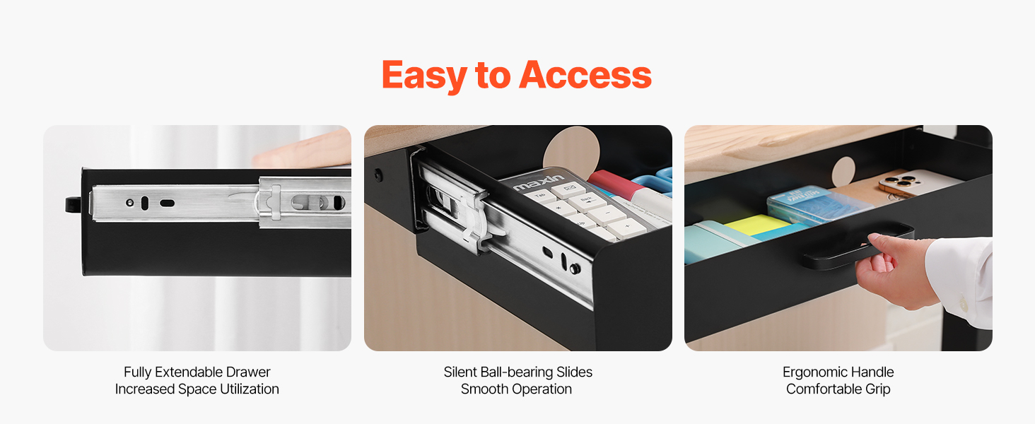 22 in Under Desk Drawer Organizer Slide-out Drawer Space Saver for Home ...
